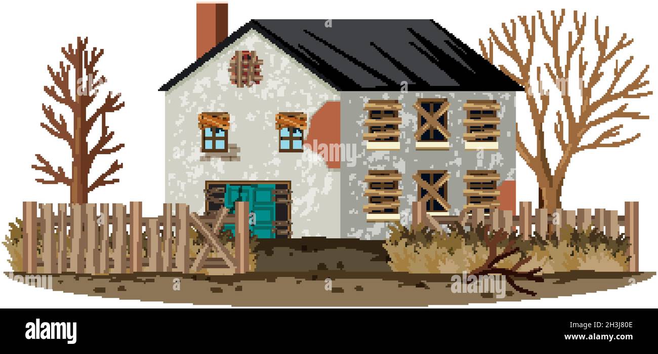 Abandoned house on white background illustration Stock Vector Image ...