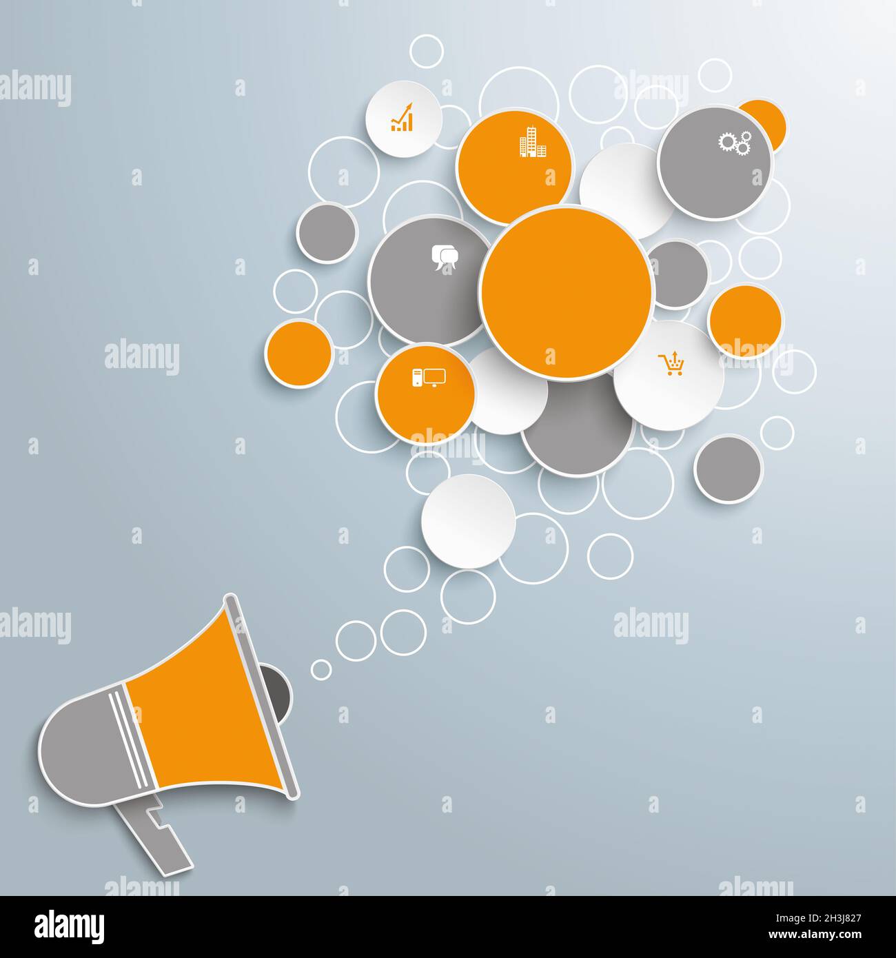 Speech Bubble Circles Bullhorn PiAd Stock Photo - Alamy