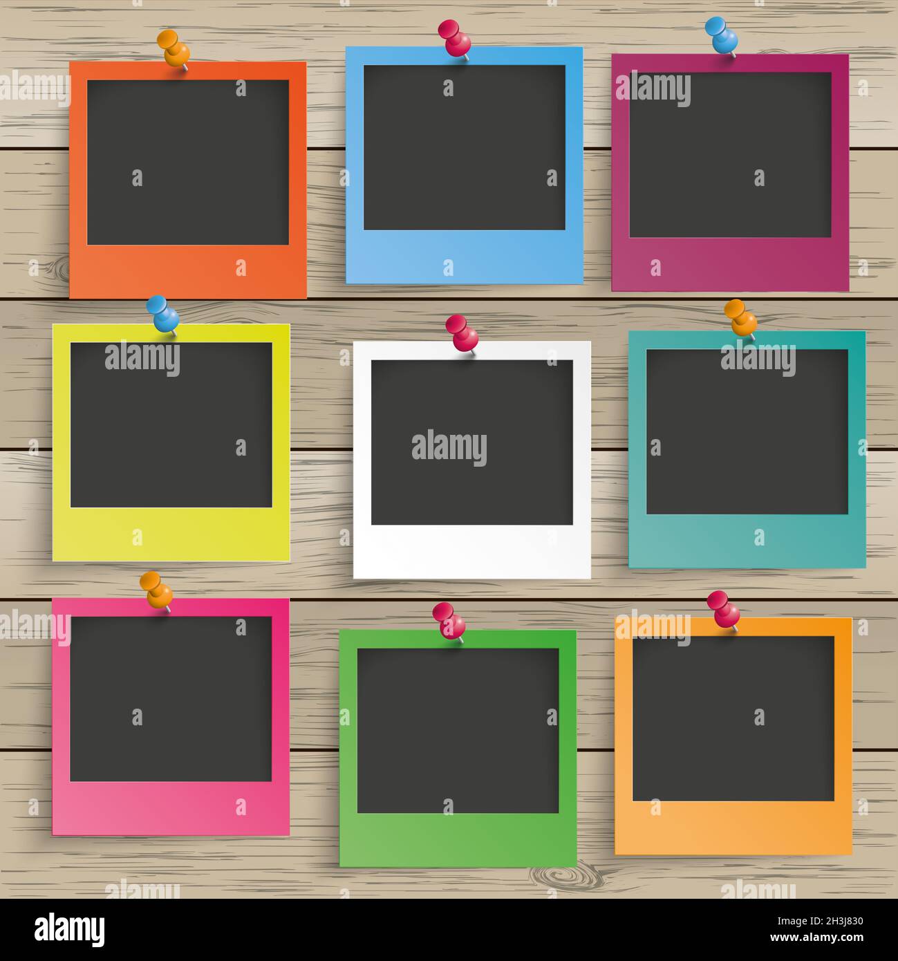 Wood 9 Colored Photo Frames Stock Photo - Alamy