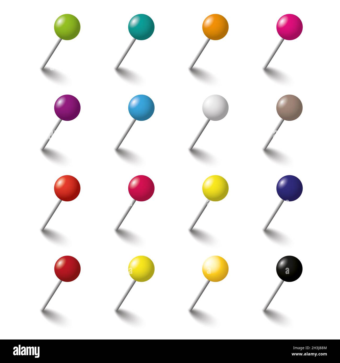 16 Colored Tacks Set Stock Photo - Alamy