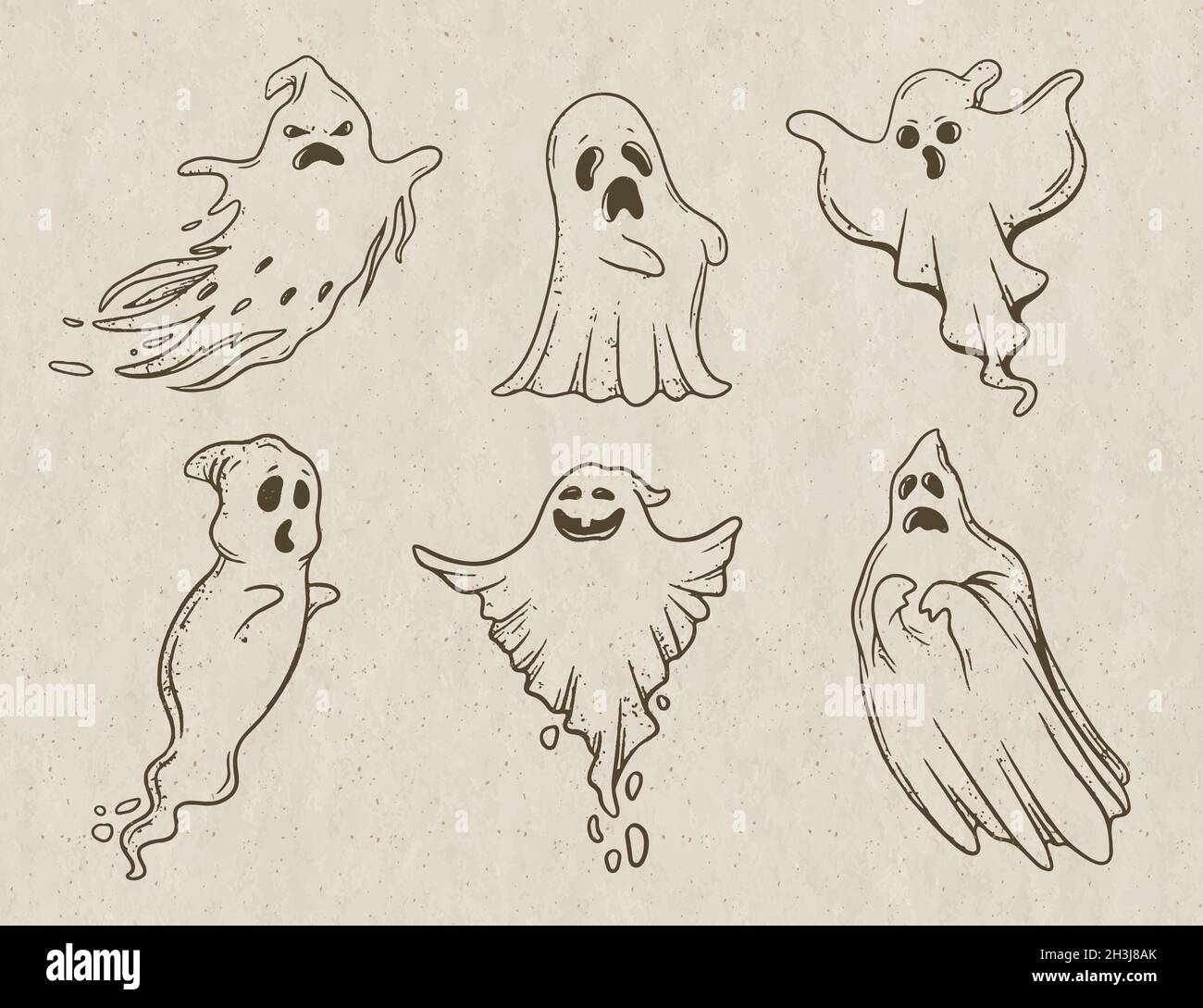hand drawn halloween ghost vector design illustration Stock Vector ...