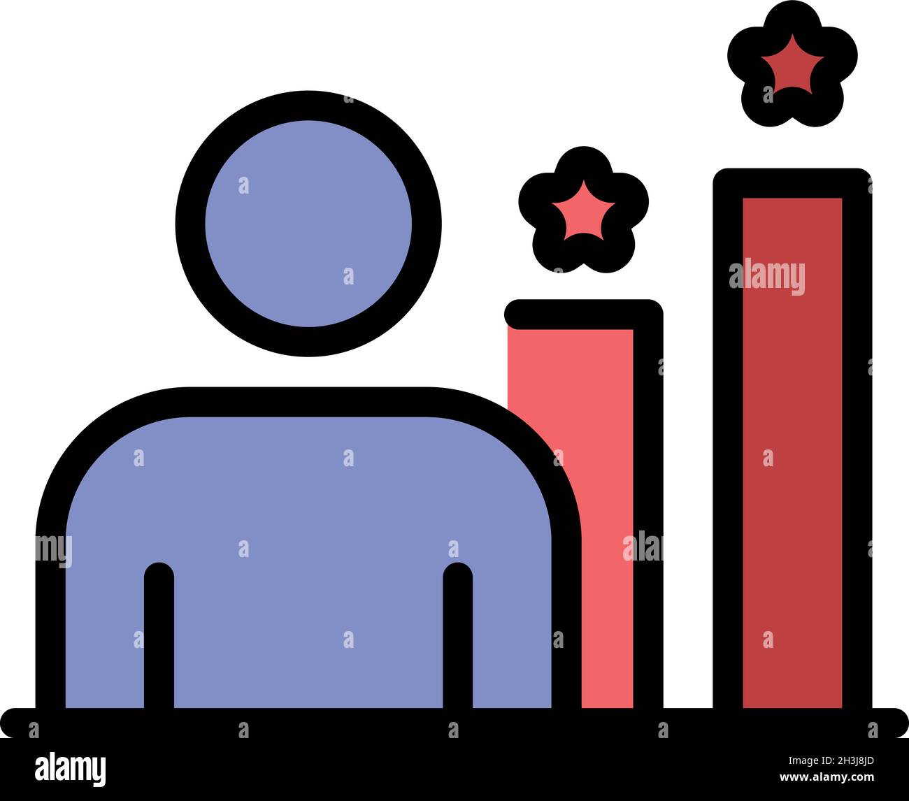 Star graph chart icon. Outline star graph chart vector icon color flat ...