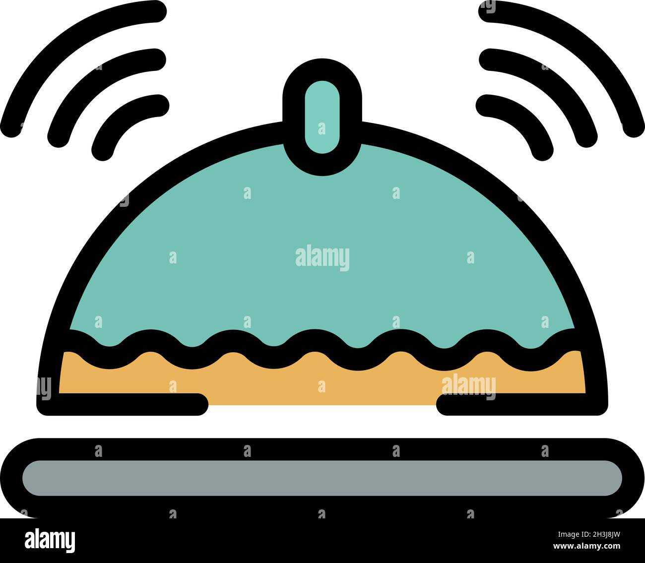 Butler ring bell icon. Outline butler ring bell vector icon color flat ...