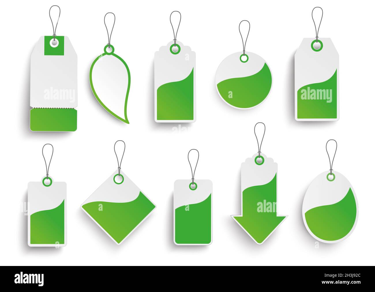 Set of green price stickers Stock Photo - Alamy