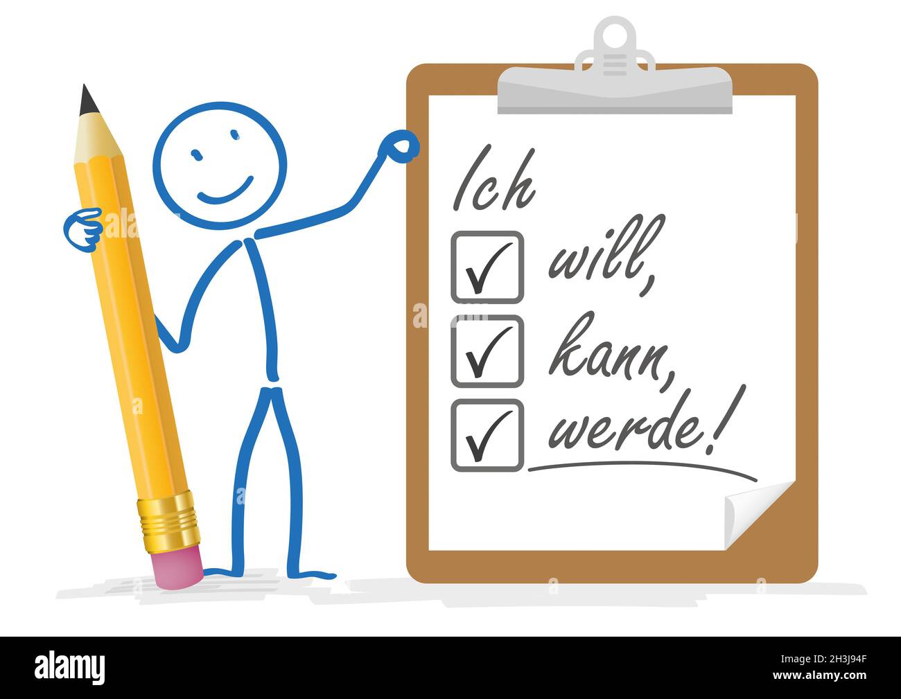 Stickman Clipboard Motivation Stock Photo - Alamy