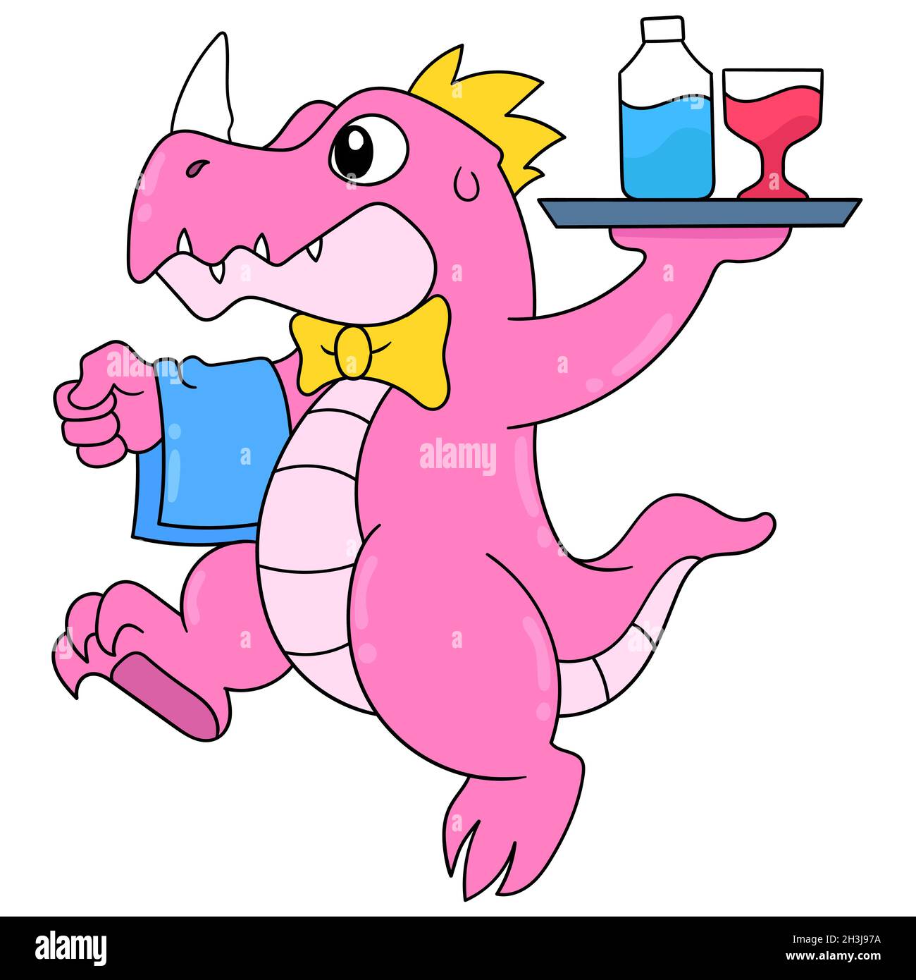 Dinosaur servants are away with drinks to serve Stock Vector Image ...