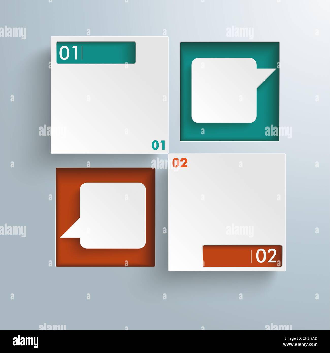 Square Holes 2 Speech Bubbles Infographic PiAd Stock Photo - Alamy
