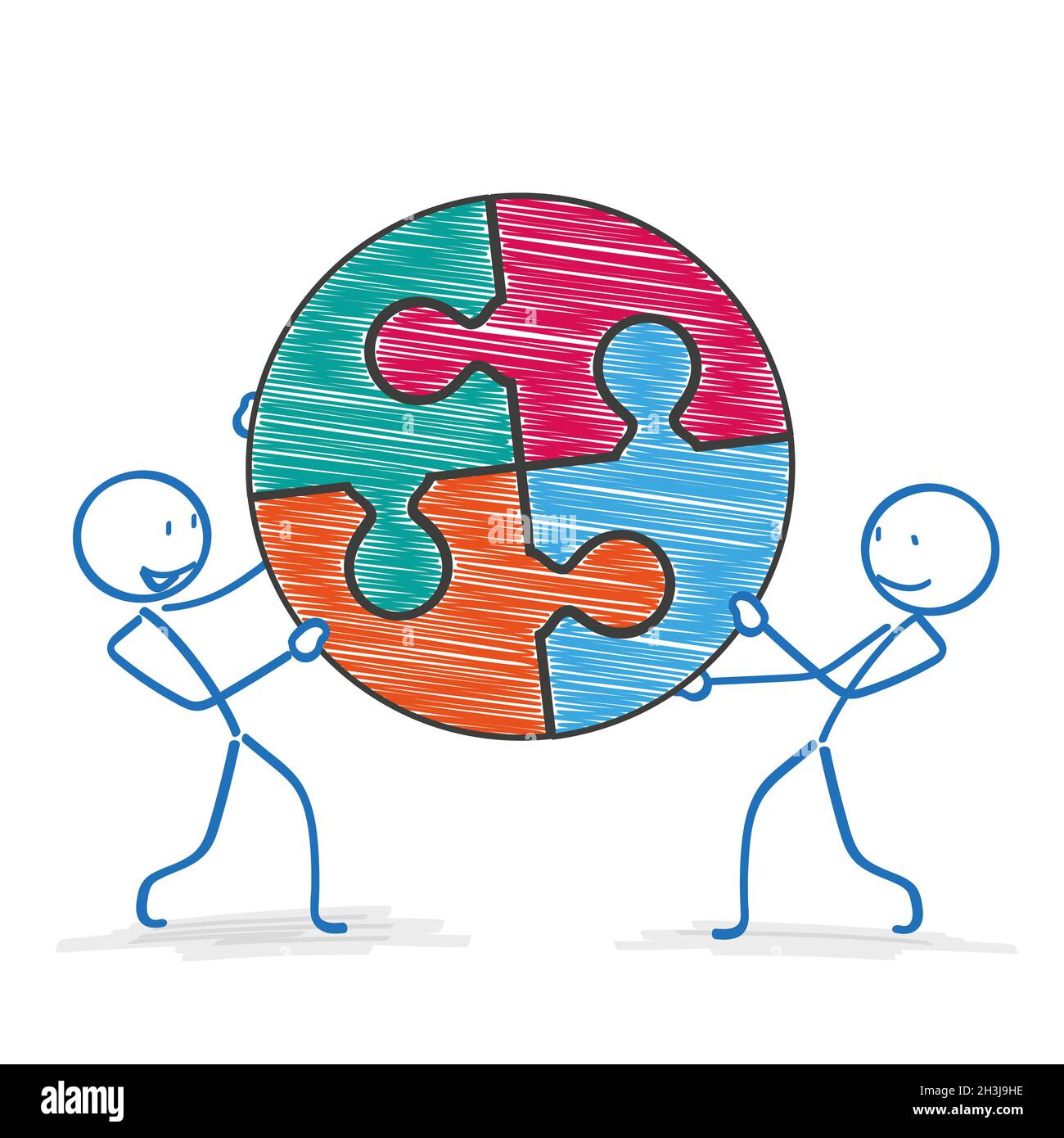 Stickman Circle Puzzle Stock Photo - Alamy