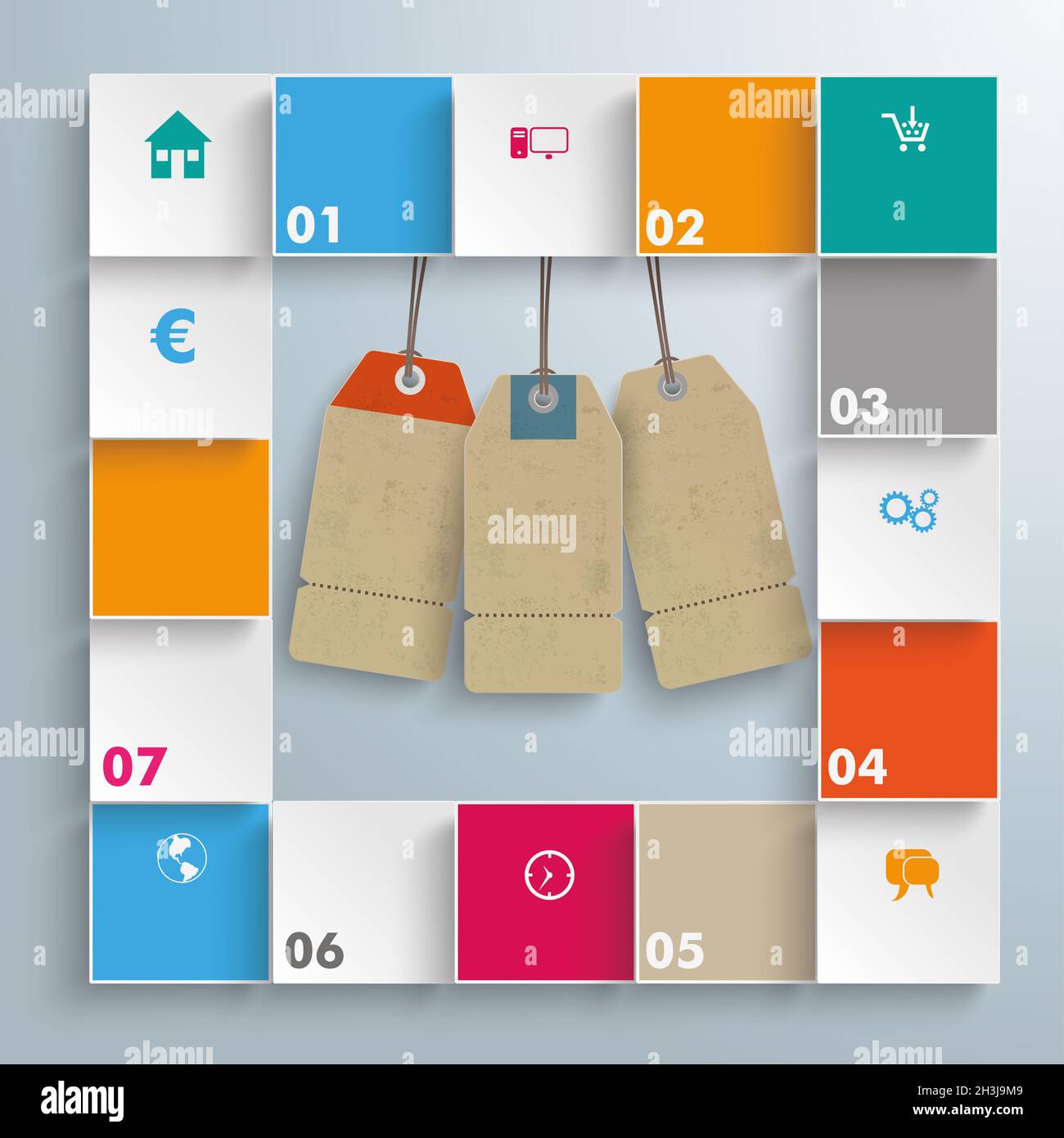 Colored Squares Price Stickers Infographic PiAd Stock Photo - Alamy