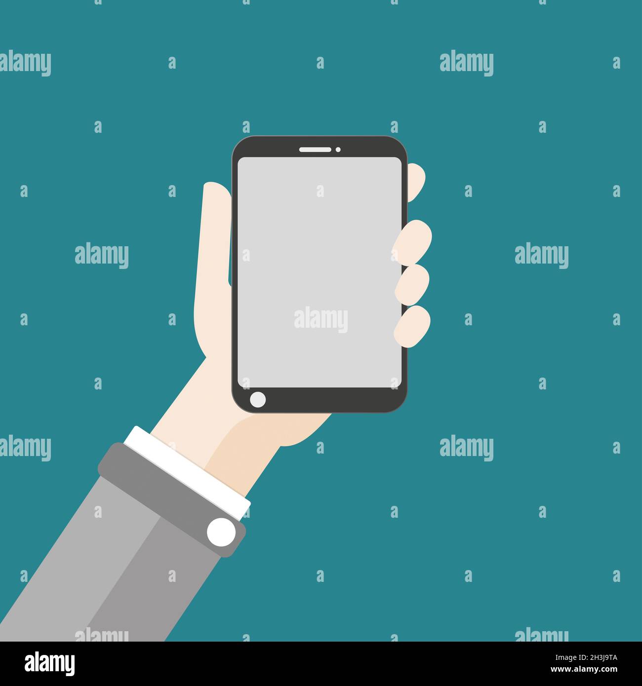 Hand Smartphone Flat Design Stock Photo - Alamy