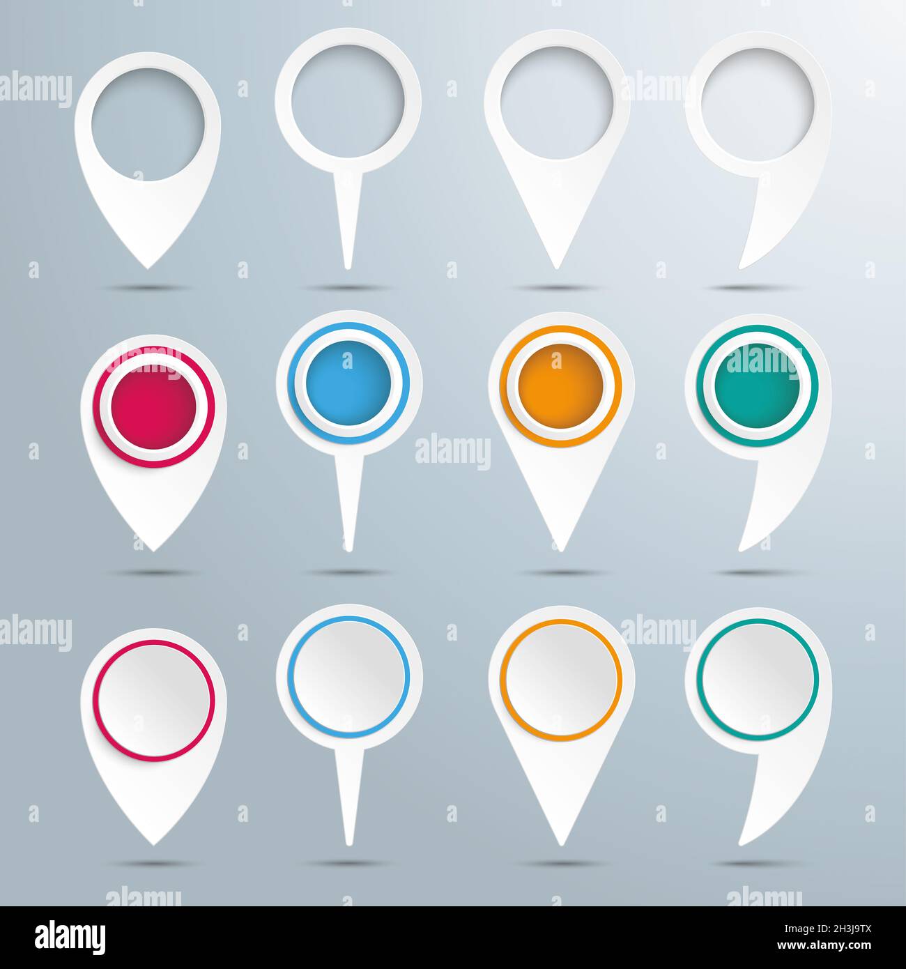 Set Of White Circle Pointers Stock Photo - Alamy