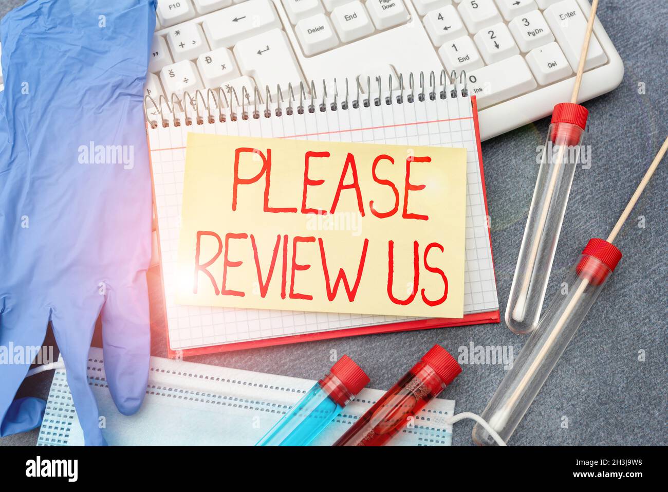 Inspiration showing sign Please Review Us. Business approach situation ...