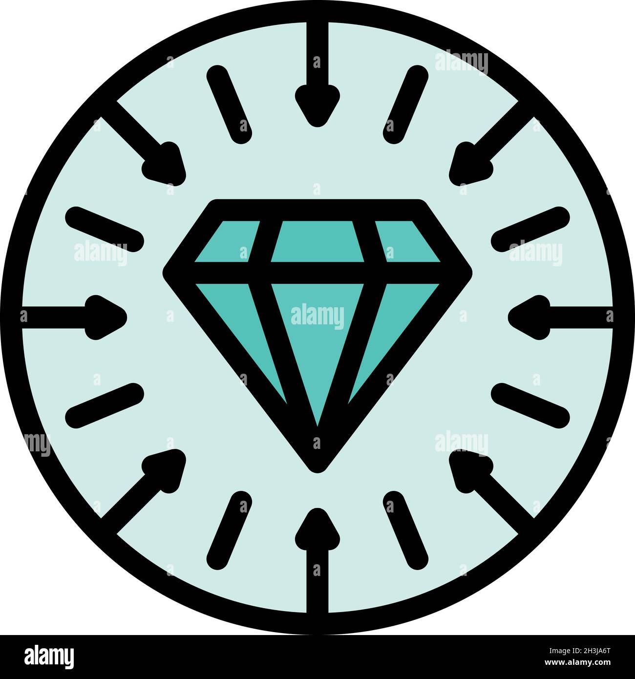 Diamond coin icon. Outline diamond coin vector icon color flat isolated ...