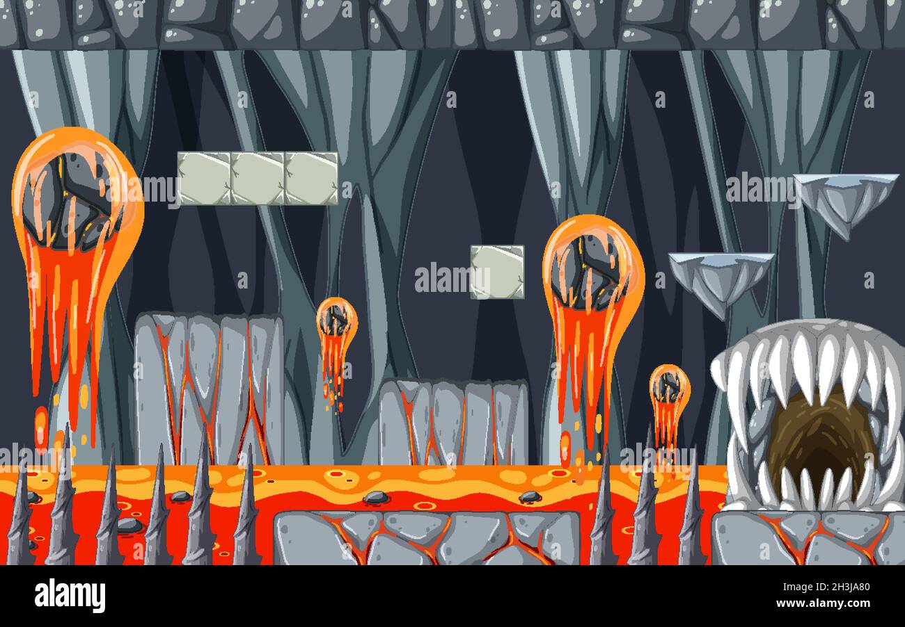 Lava Cave Platformer Game template illustration Stock Vector Image ...