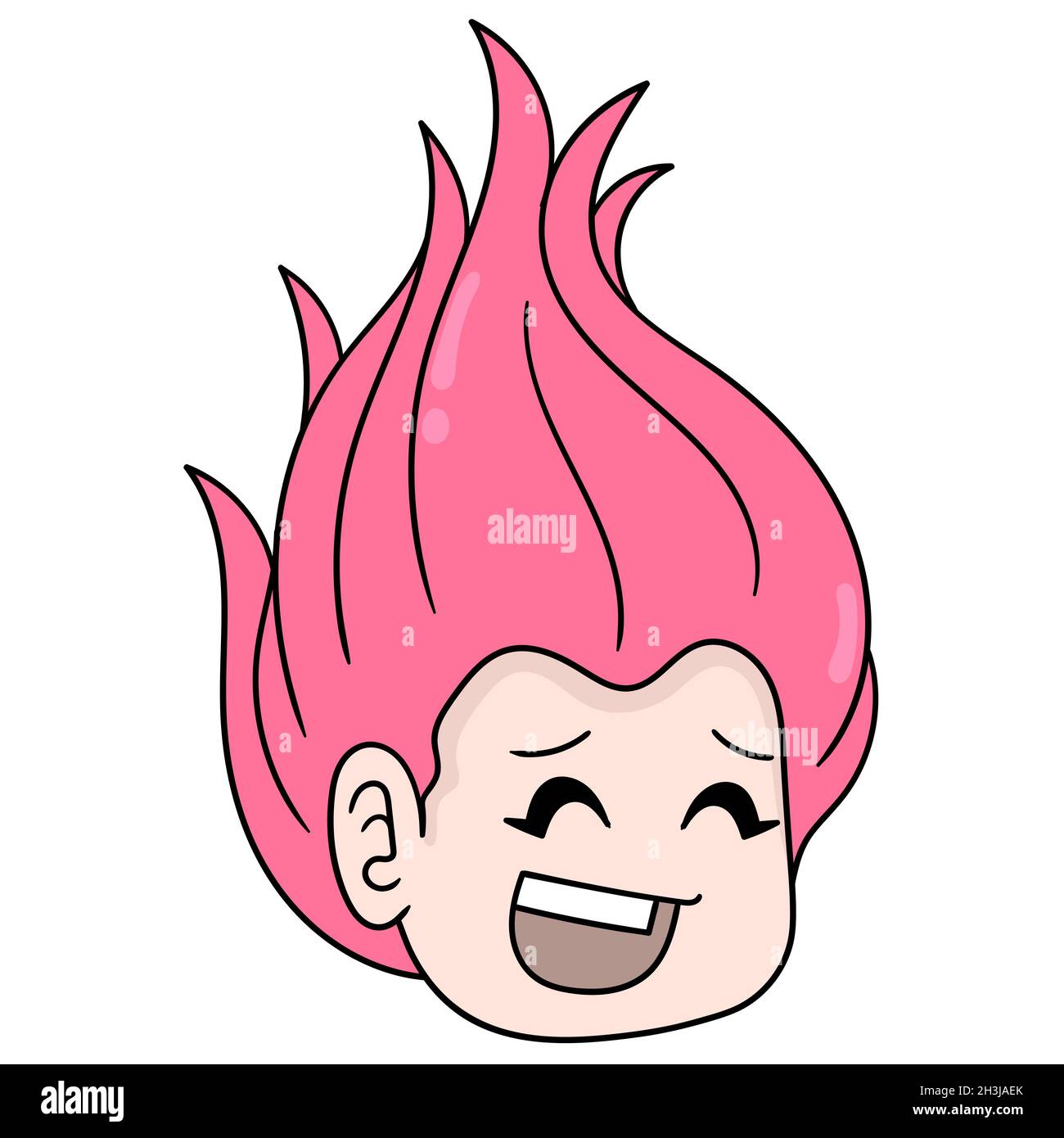 the head of a happy faced girl with short disheveled hair Stock Vector ...