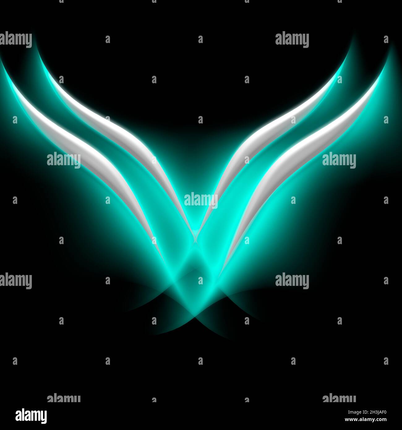 abstract 3D neon glowing heart shape glowing lines on black background ...