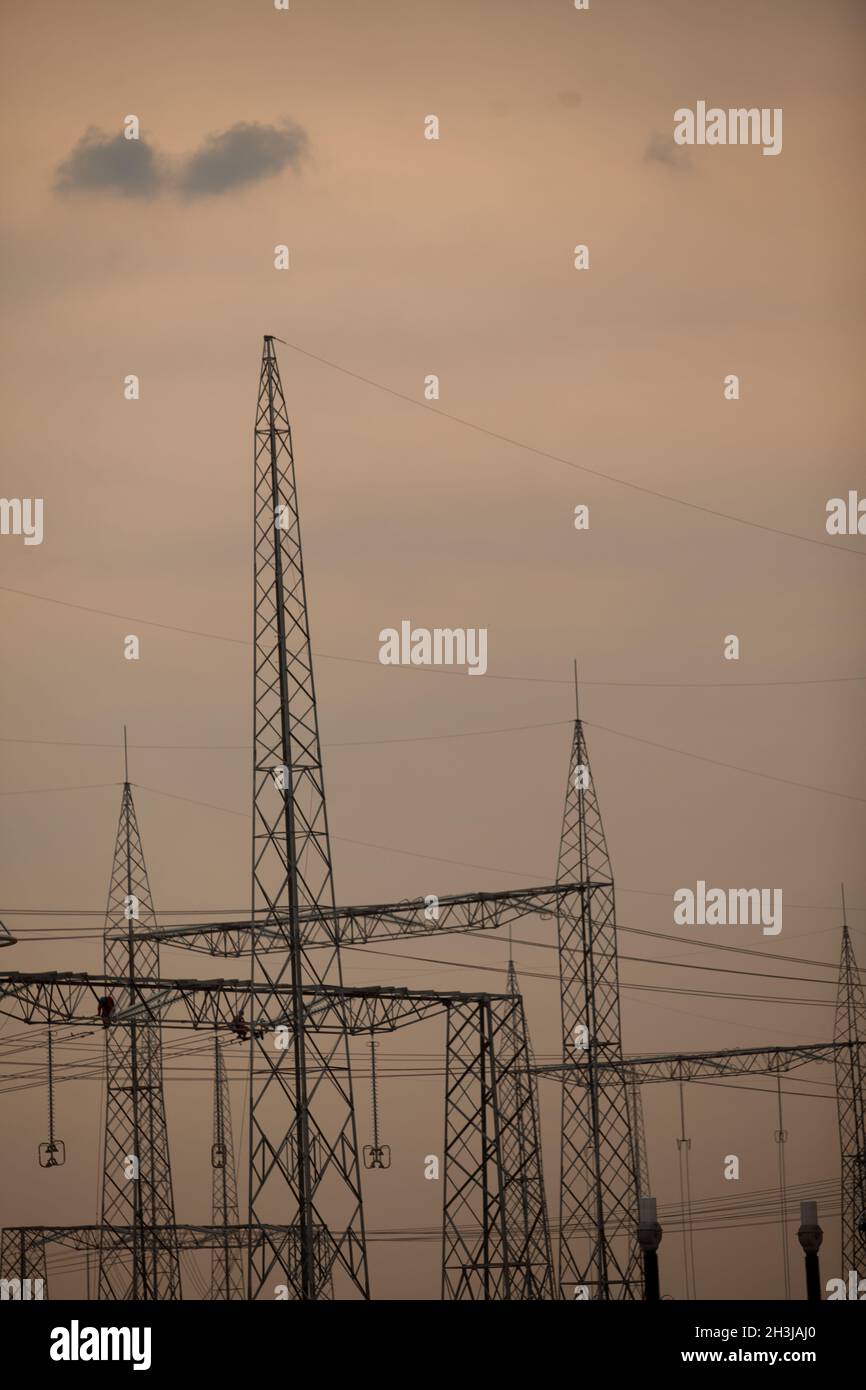 Industrial Power Lines and High Voltage Lines Electricity. High quality ...