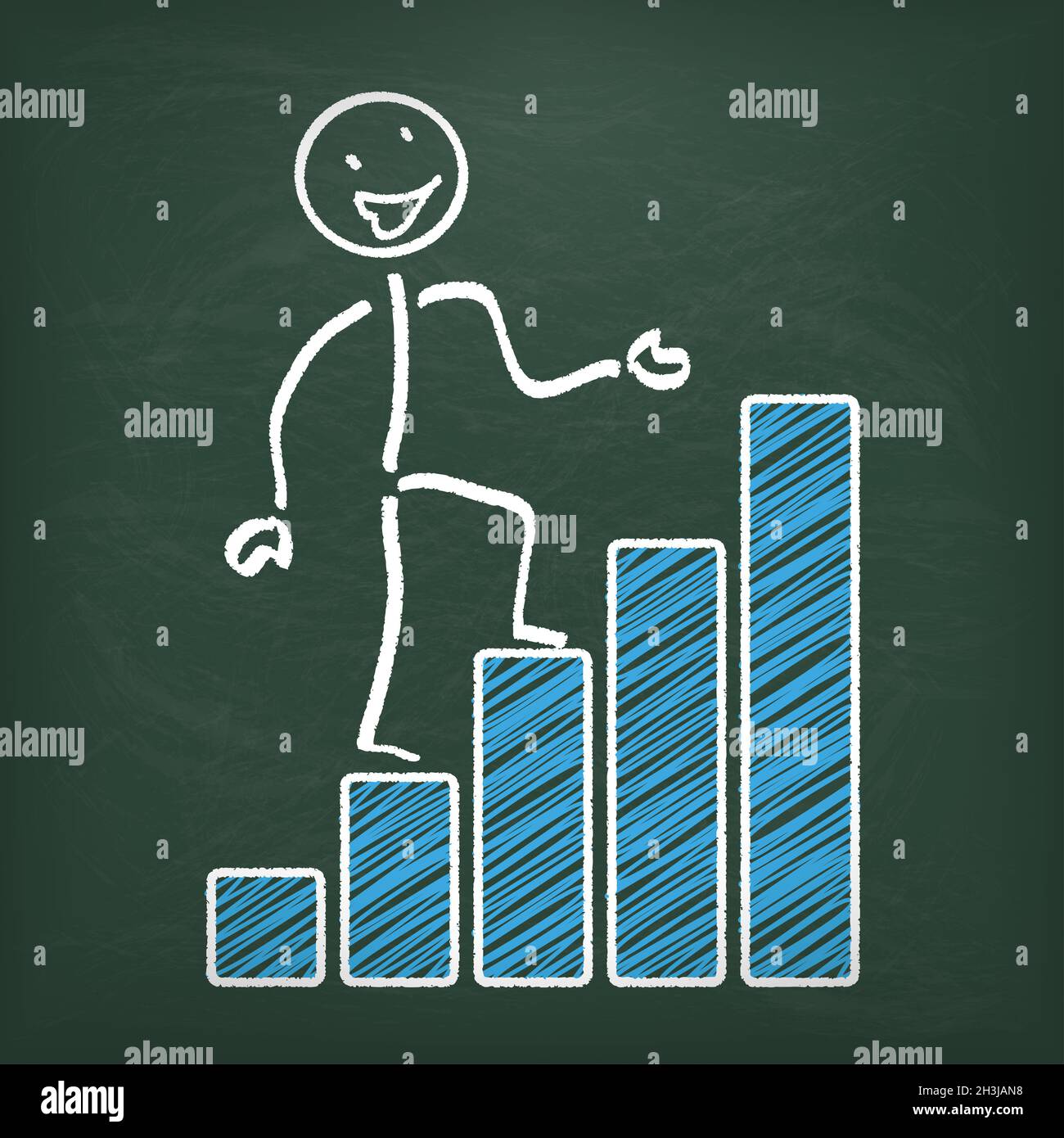 Blackboard Stickman Successful Chart Stock Photo - Alamy
