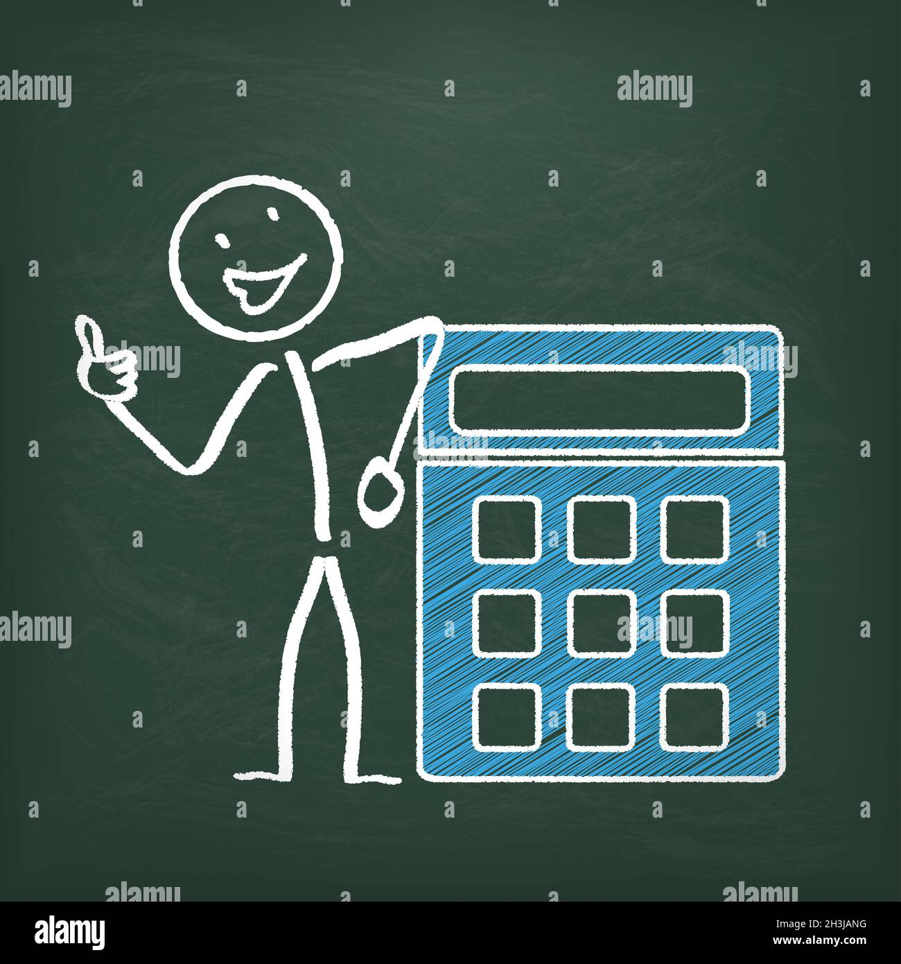 Blackboard Stickman Calculator Stock Photo - Alamy