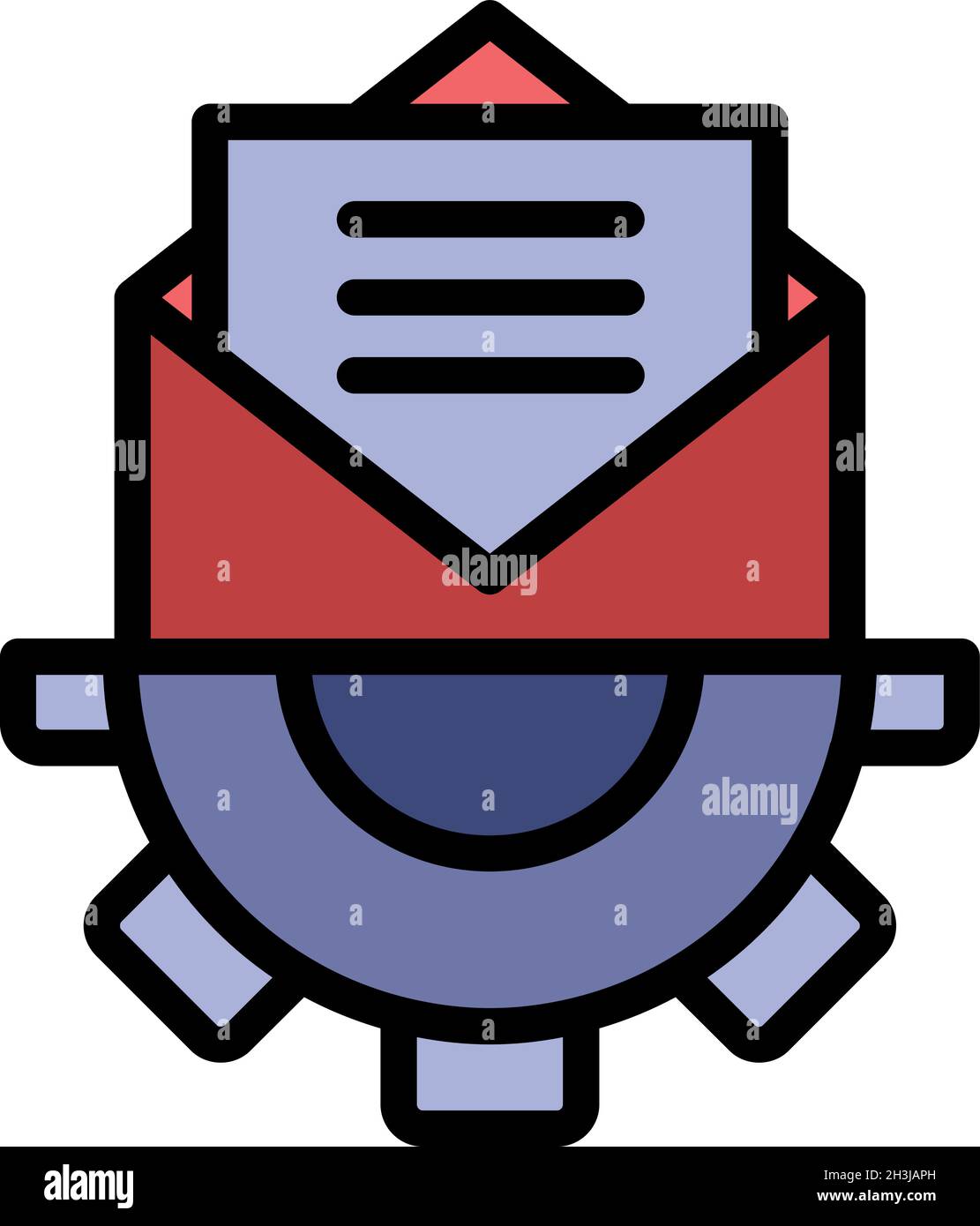 Gear mail wheel icon. Outline gear mail wheel vector icon color flat ...