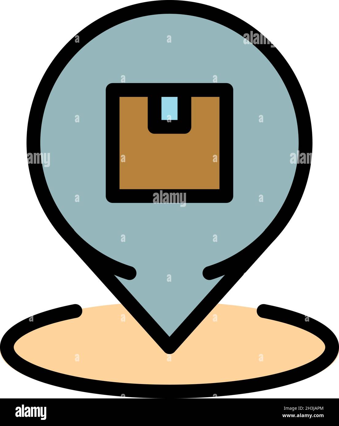 Parcel location icon. Outline parcel location vector icon color flat ...