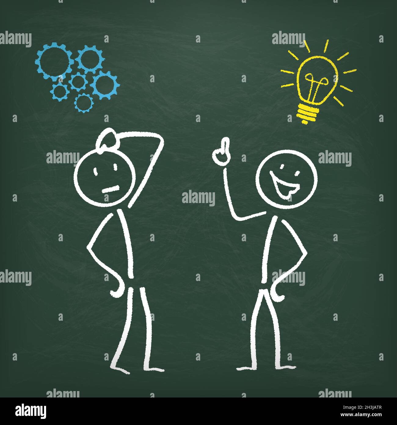Blackboard Stickman 2 Thinking Idea Stock Photo - Alamy