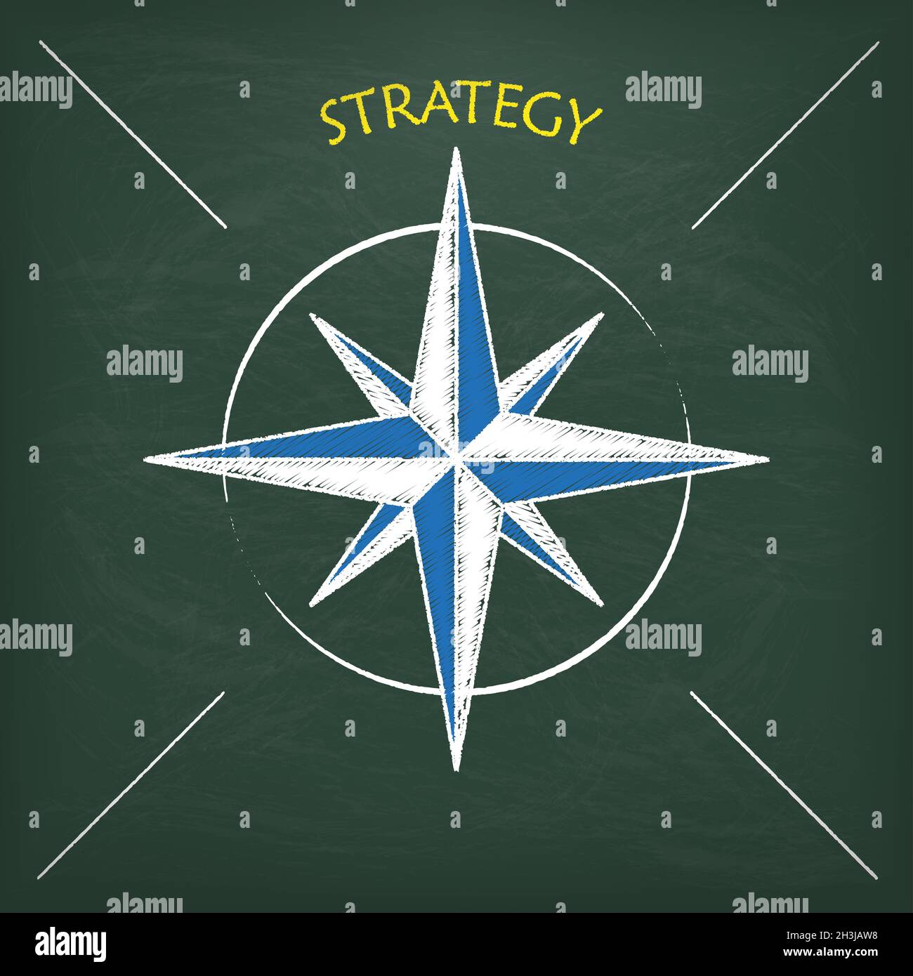 Blackboard Stickman Compass Strategy Stock Photo - Alamy