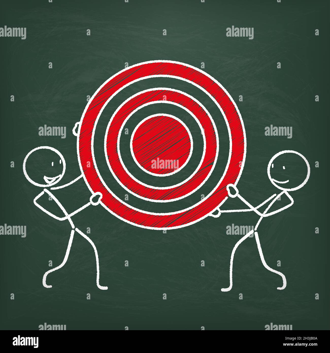 Blackboard Stickman 2 Red Target Stock Photo - Alamy