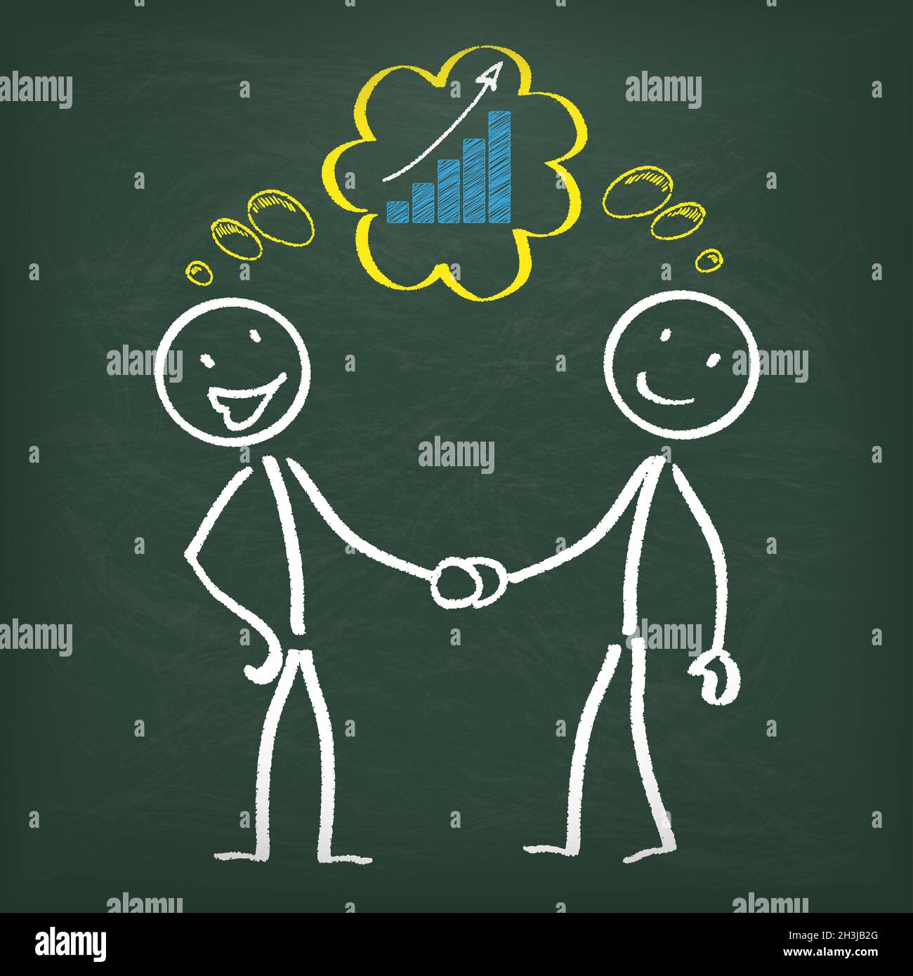 Blackboard Stickman 2 Handshake Success Stock Photo - Alamy