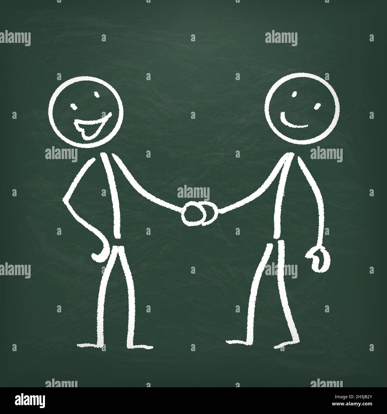 Blackboard Stickman 2 Handshake Stock Photo - Alamy