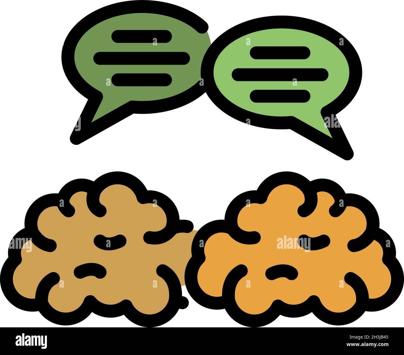 Brain translation communication icon. Outline brain translation ...