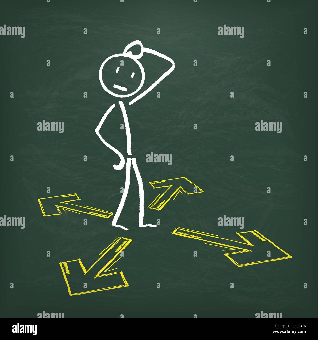 Blackboard Stickman Decision Stock Photo - Alamy