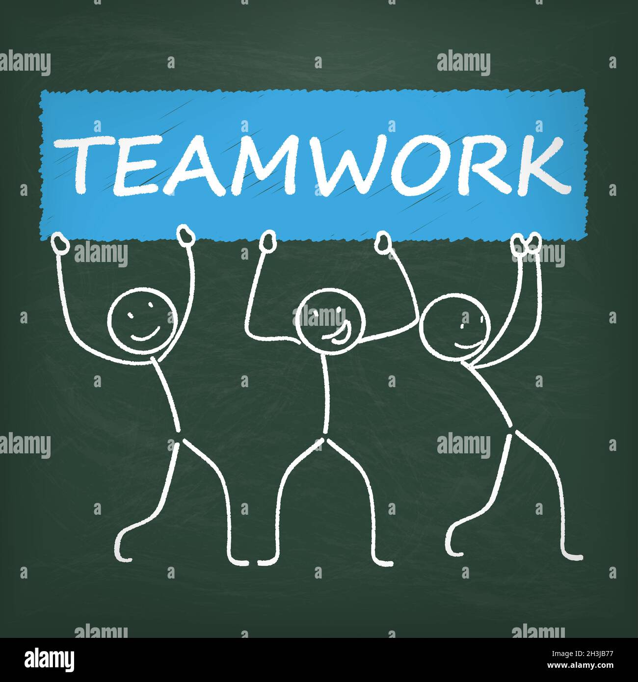 Blackboard Stickman Banner Teamwork Stock Photo - Alamy
