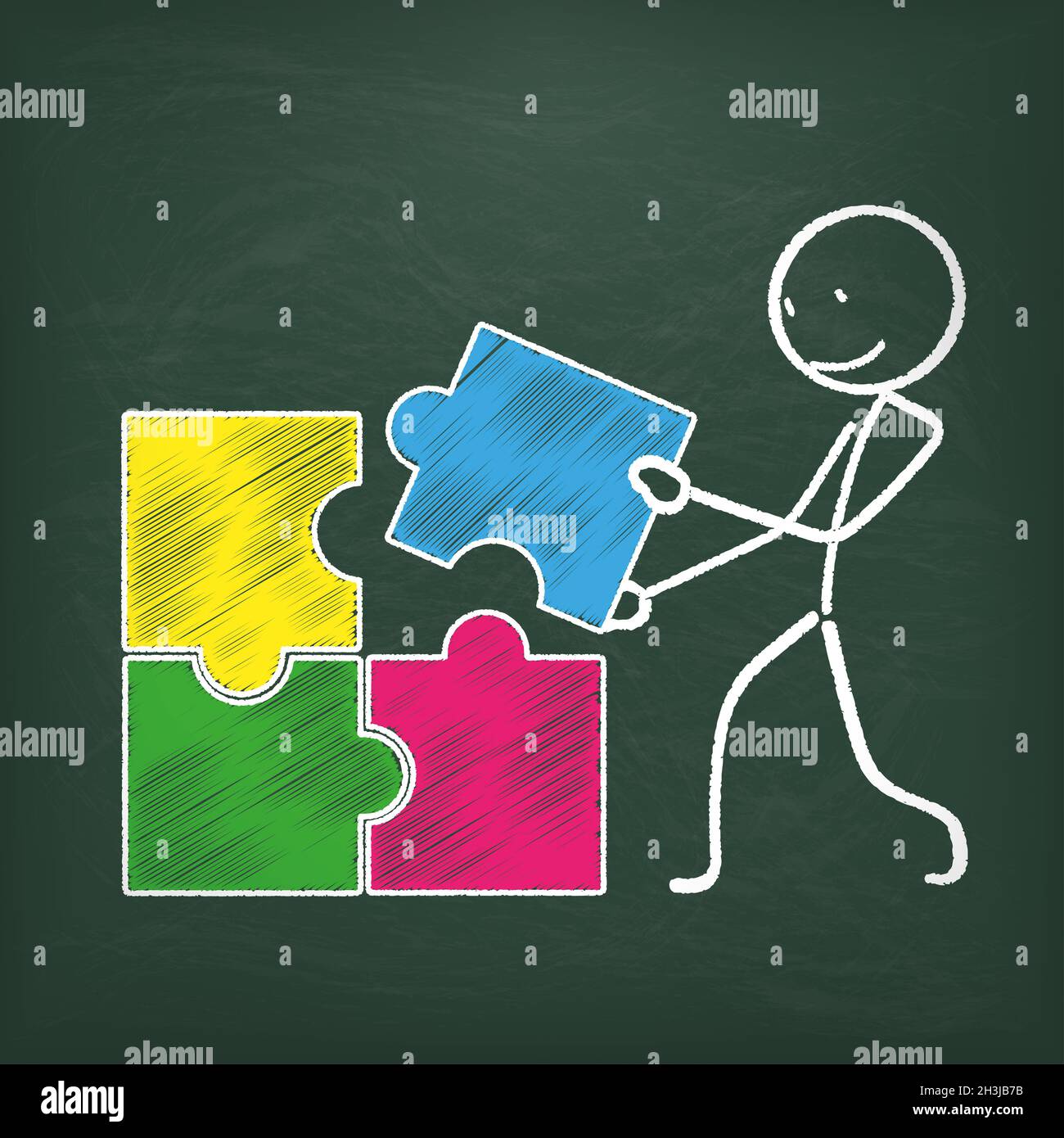 Blackboard Stickman Rectangle Puzzle Stock Photo - Alamy