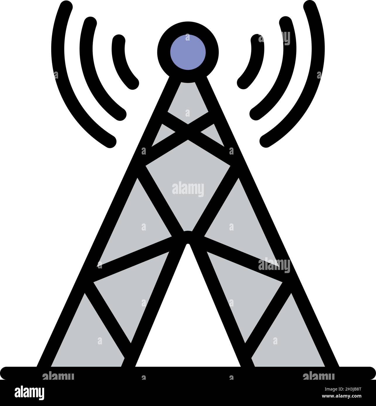 Radio tv tower icon. Outline radio tv tower vector icon color flat ...