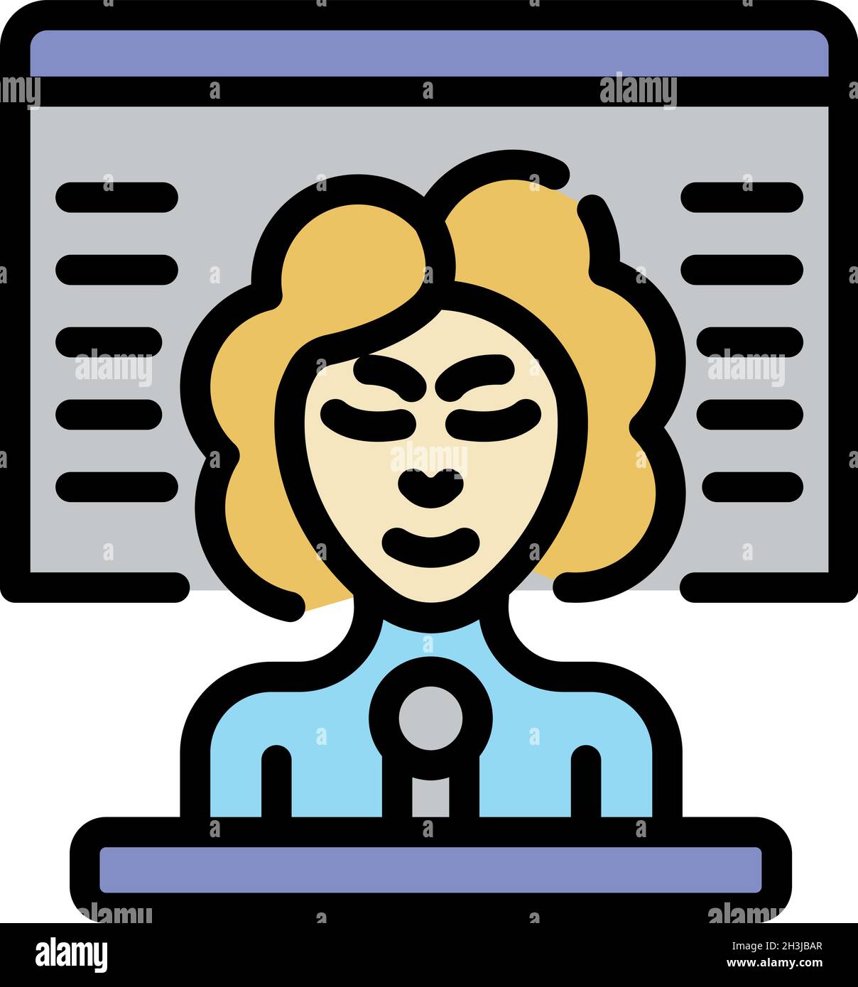 Tv reporter icon. Outline tv reporter vector icon color flat isolated ...