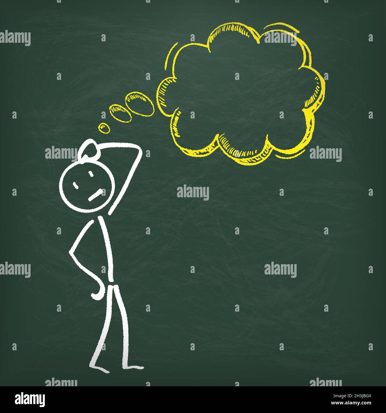 Blackboard Stickman Thought Bubble Stock Photo - Alamy