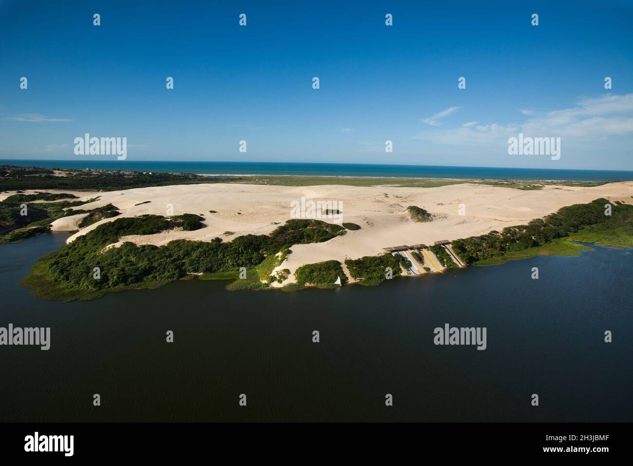 Empty beach view with no people ocean and sea -- sand dunes Stock Photo ...
