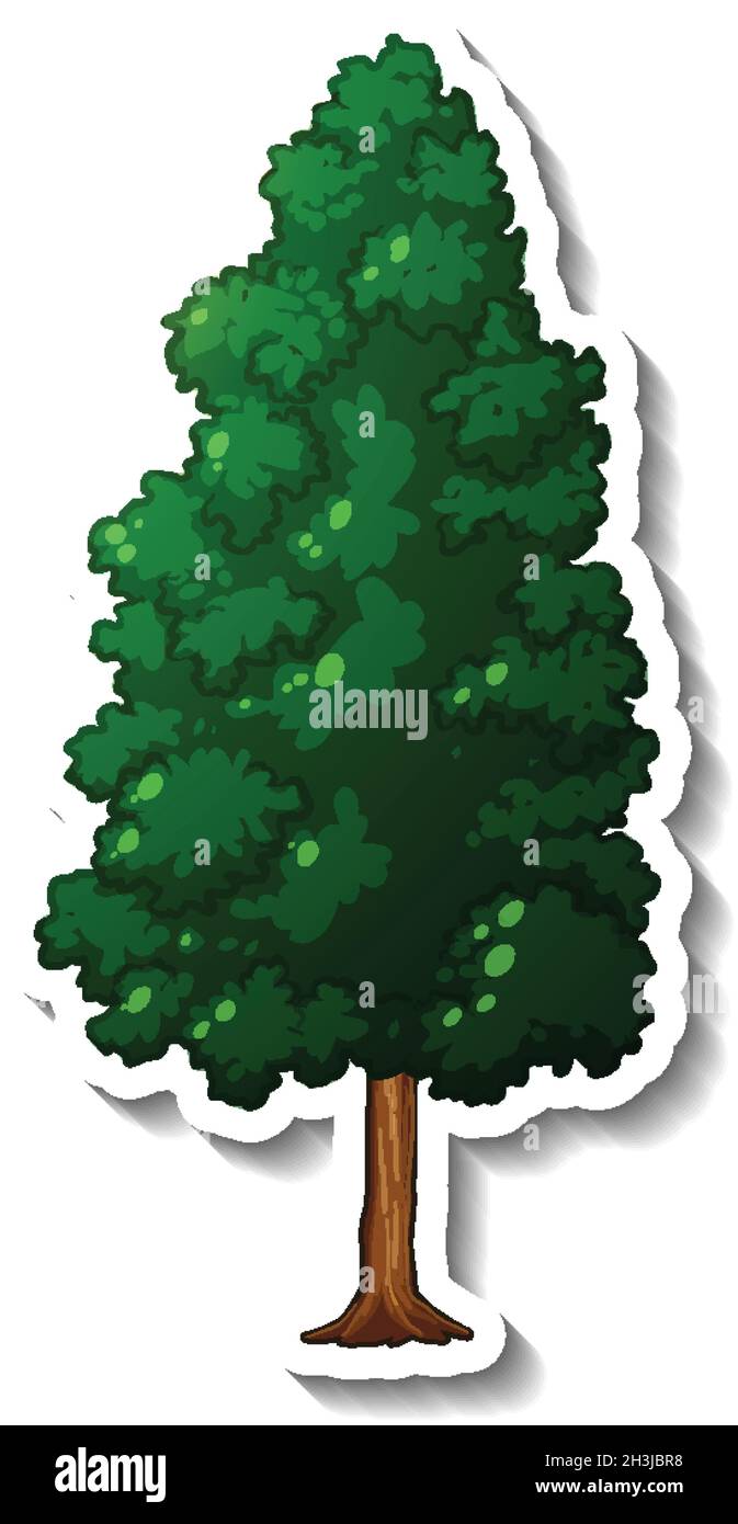 Tree sticker isolated on white background illustration Stock Vector ...