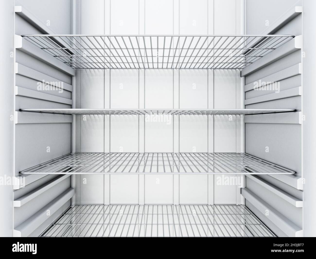 View of empty refrigerator interior. 3D illustration Stock Photo - Alamy