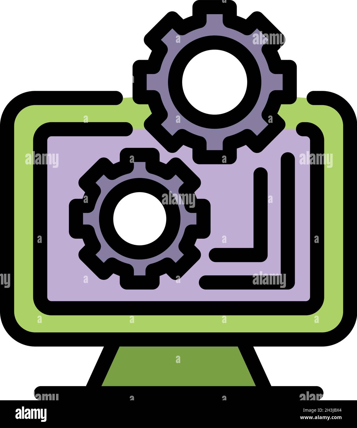 Gear monitor engineer icon. Outline gear monitor engineer vector icon ...