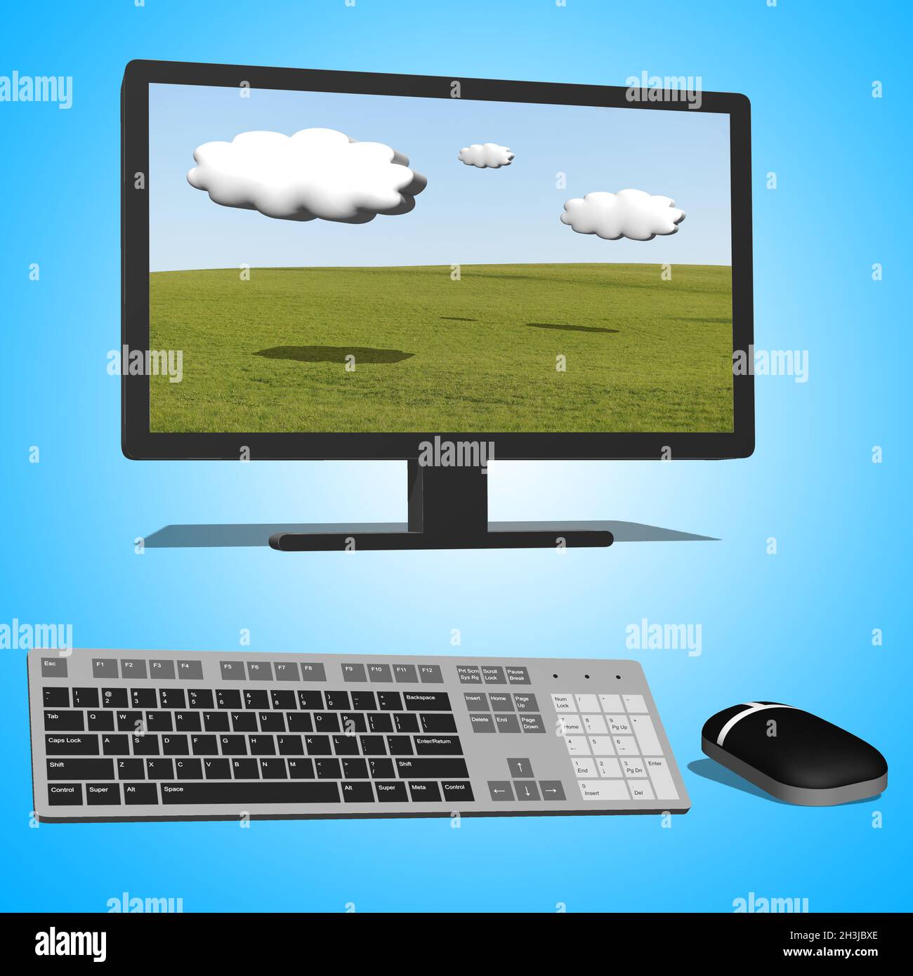 3d illustration of black desktop computer Stock Photo - Alamy