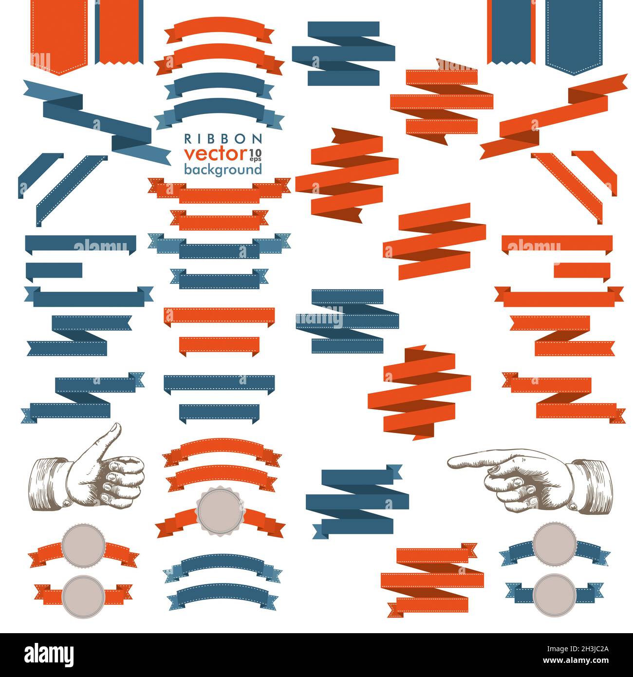 Big Set Classic Ribbons Flags Emblembs Stock Photo - Alamy