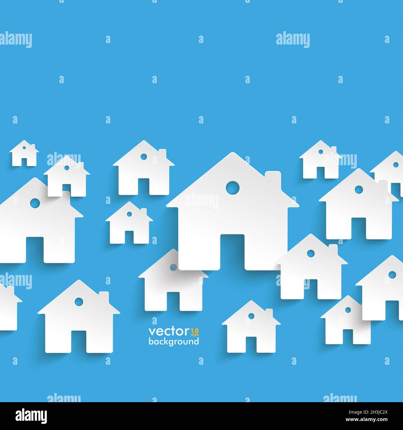 White Paper Houses Blue Background Stock Photo - Alamy