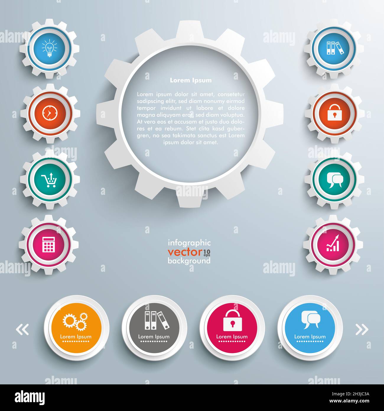 Gears 4 Circles Template Design Stock Photo - Alamy