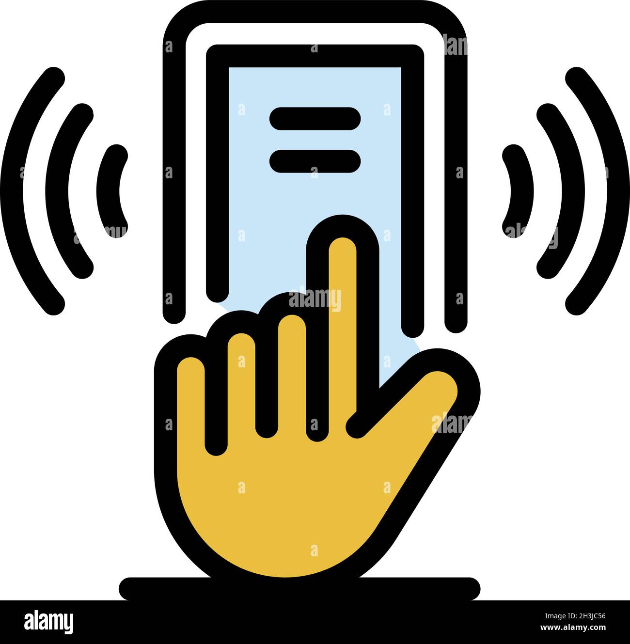 Touch alarm button icon. Outline touch alarm button vector icon color ...