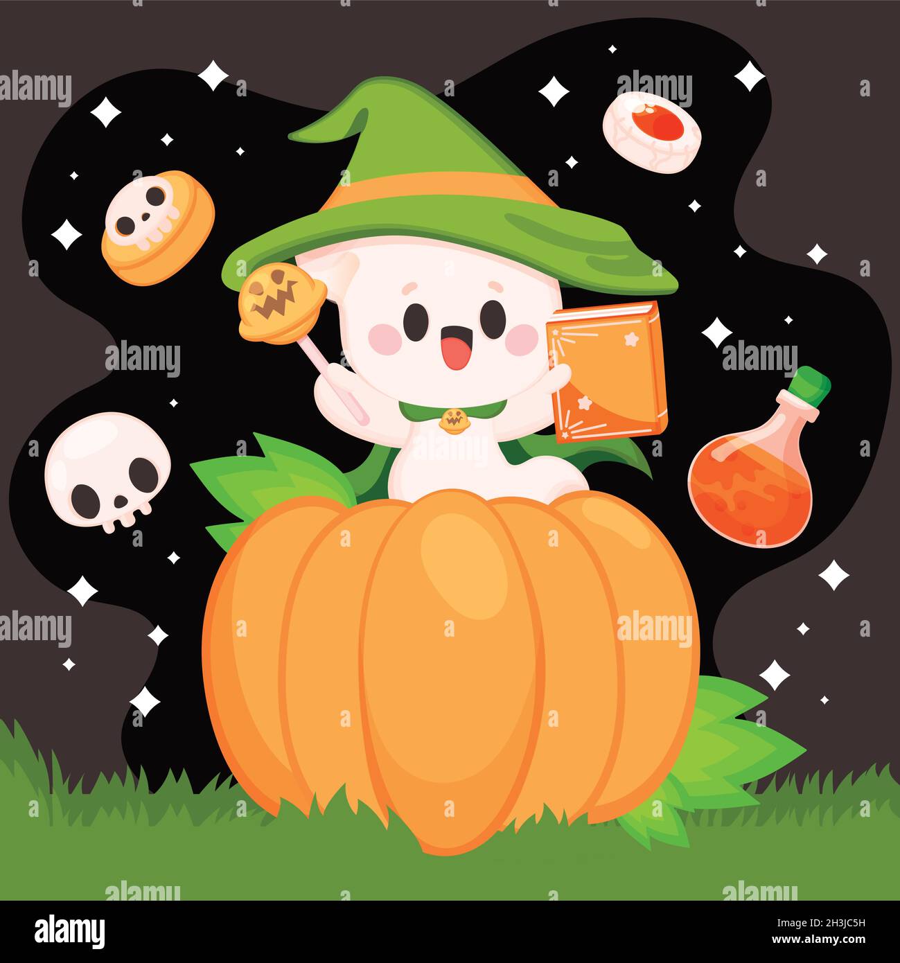 hand drawn flat halloween ghost vector design illustration Stock Vector ...