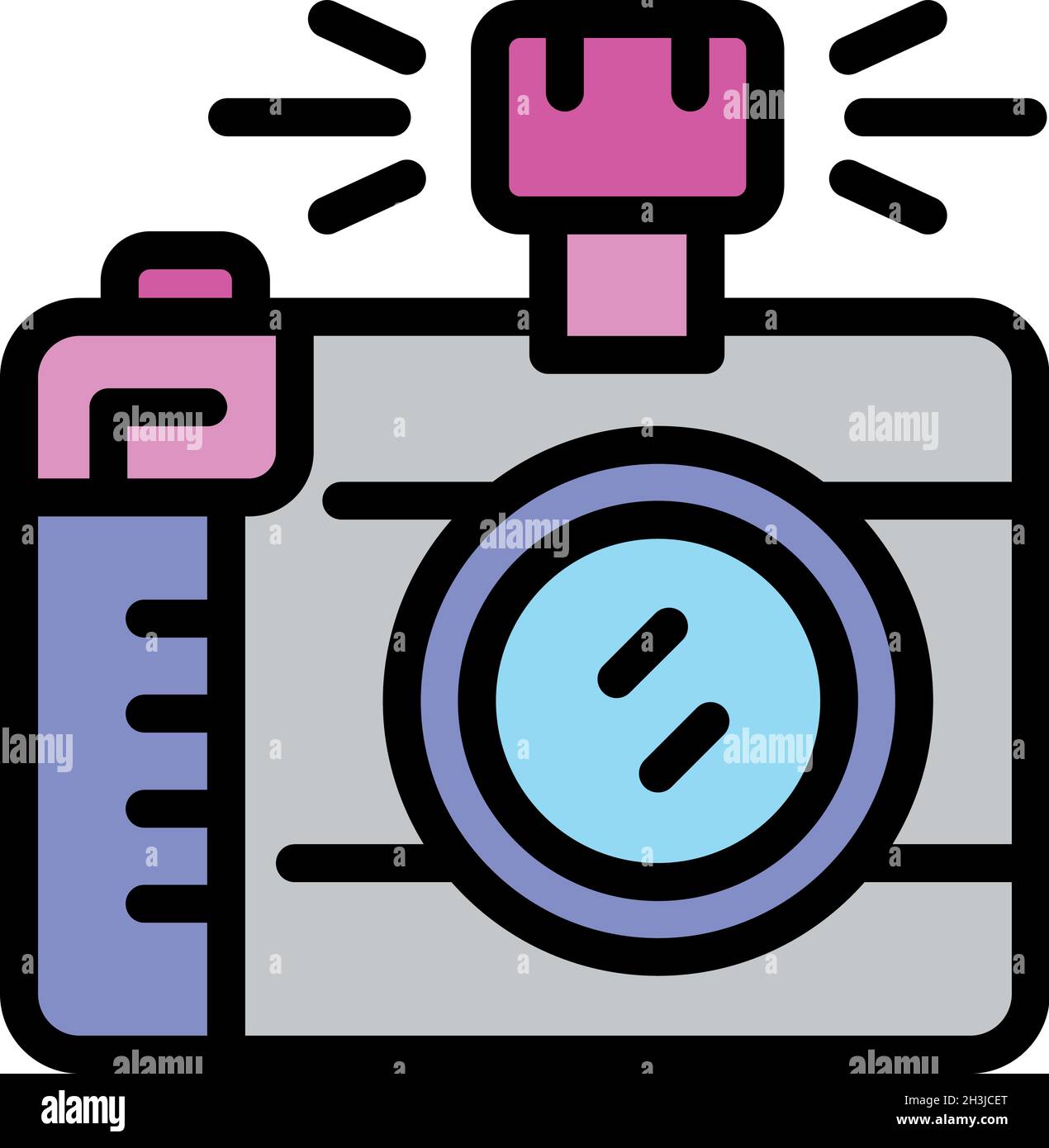 Tv camera icon. Outline tv camera vector icon color flat isolated Stock ...