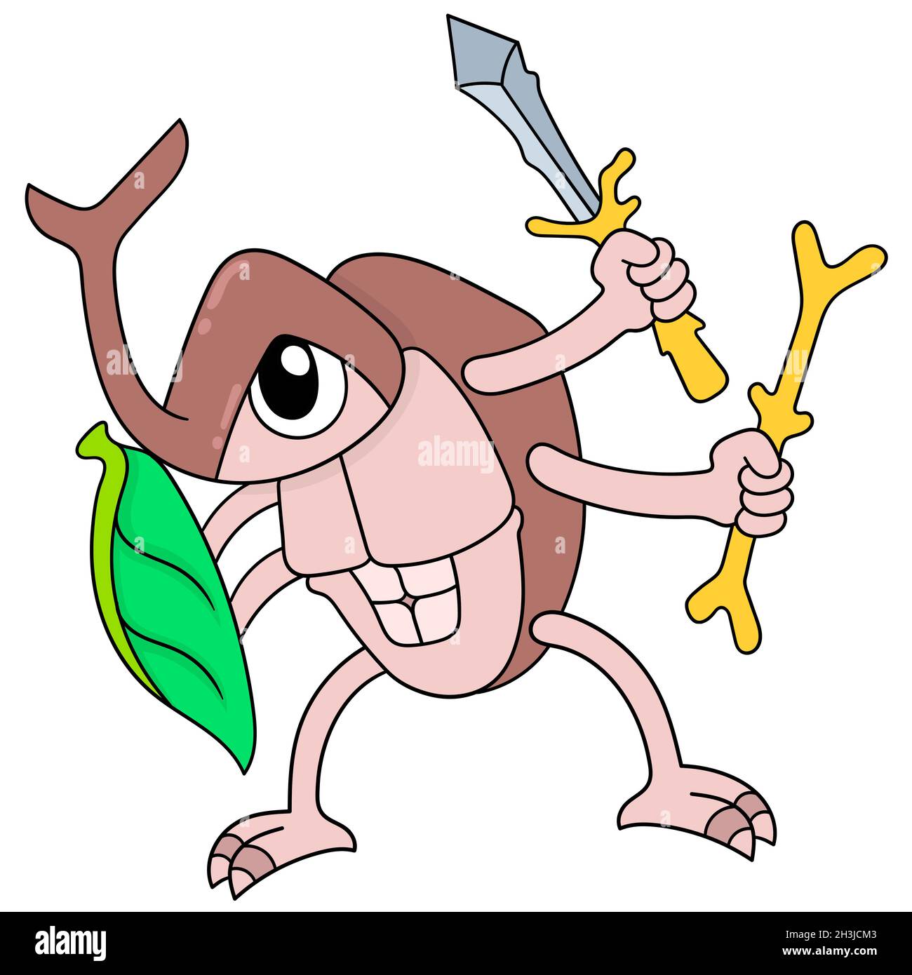 the beetle is holding the sword and shield preparing for battle Stock ...