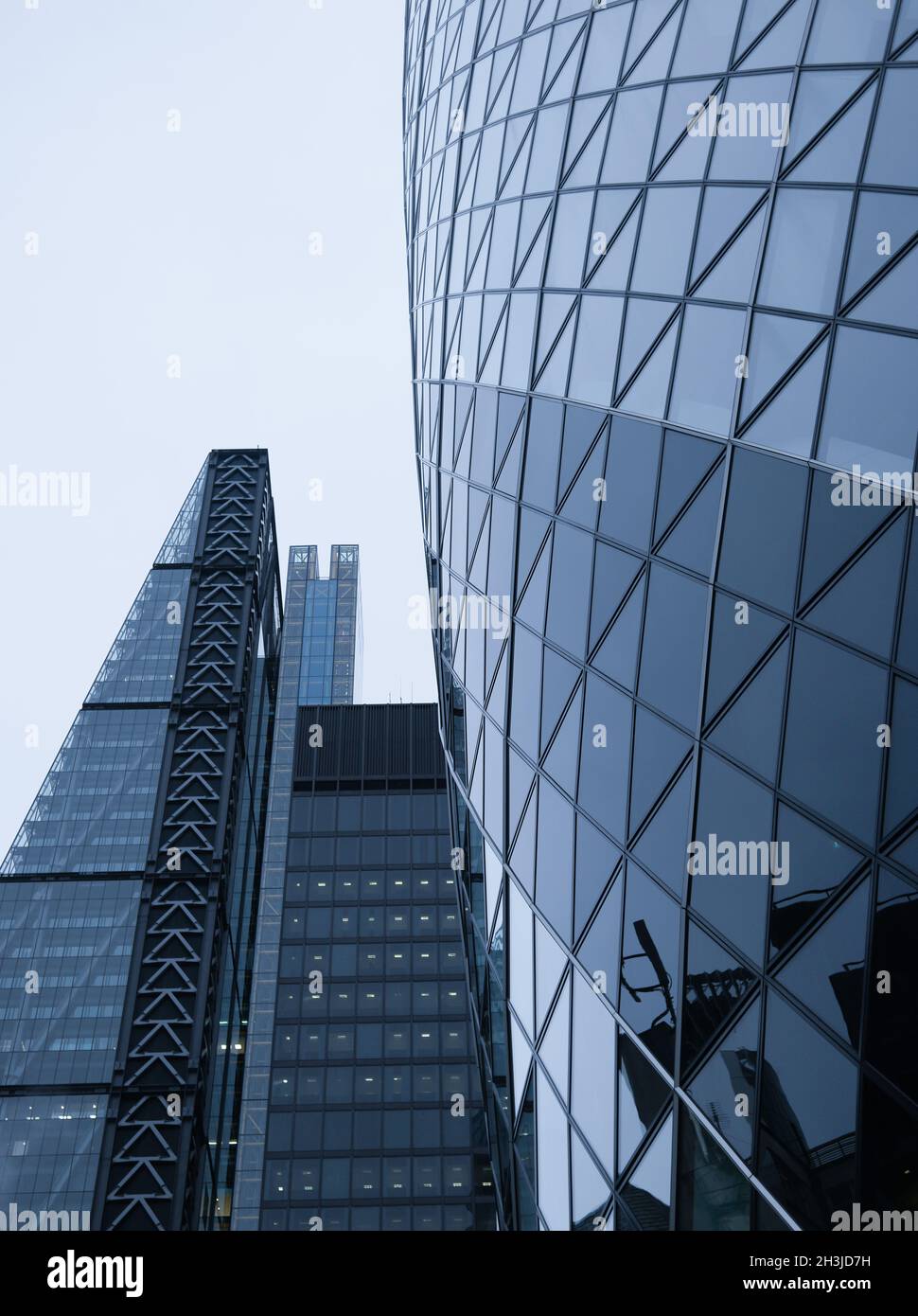 Underside angle view to textured background of contemporary glass ...
